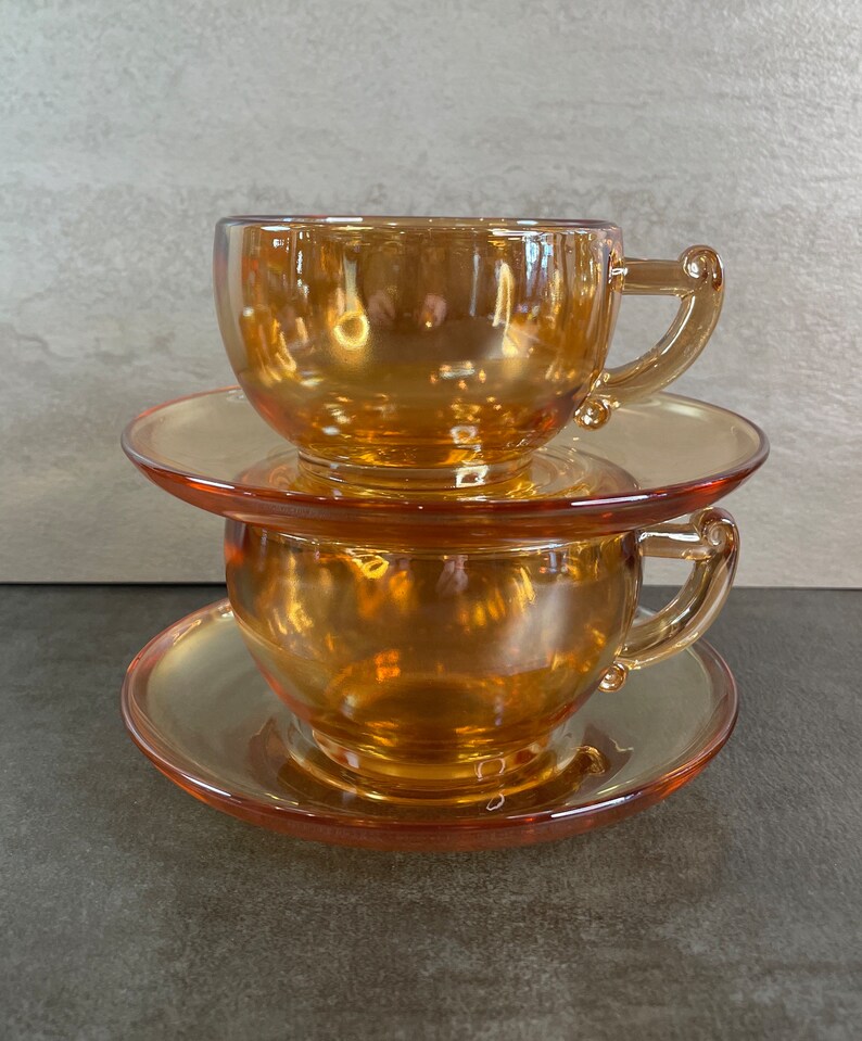 Vintage 18 Piece Moderne Cup and Saucer Sets by Jeanette Glass - Etsy