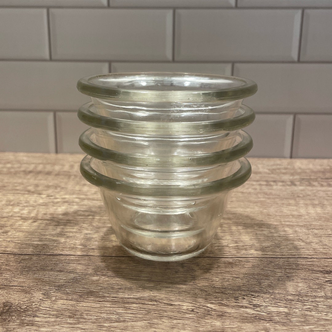 Set of 4 Antique Glasbake Clear Glass Ramekins- Small Bowl - Vintage ...