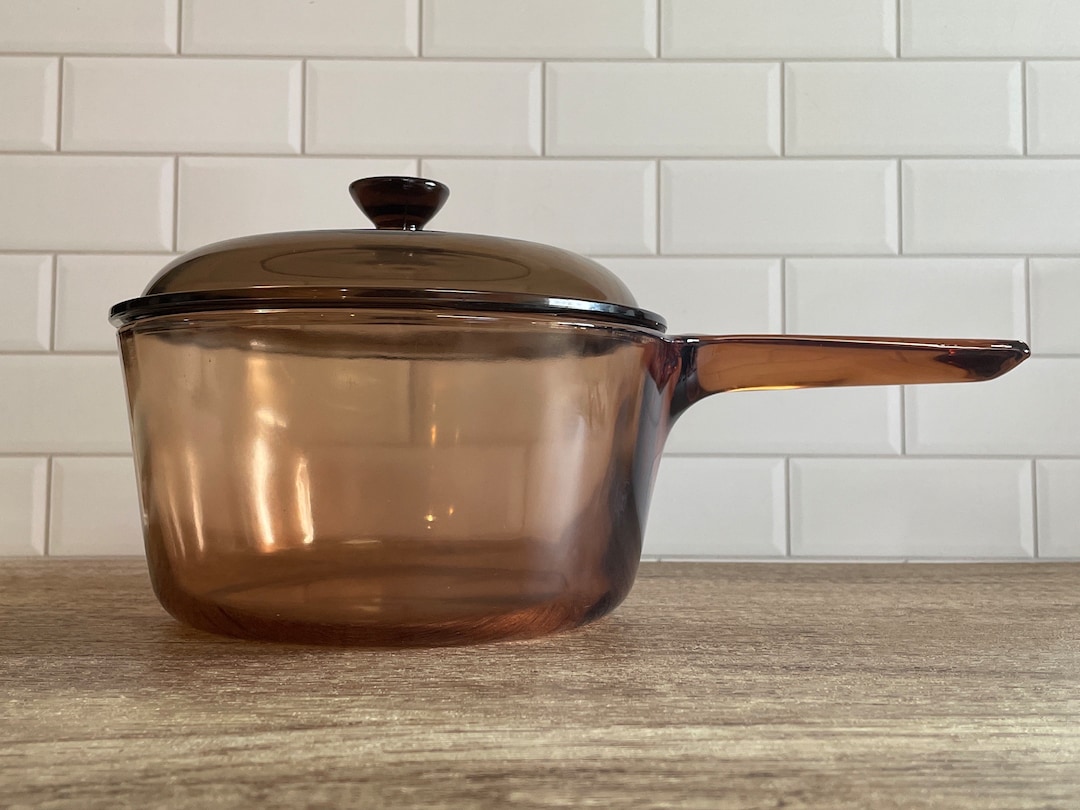 Pyrex 1.5 Liter Amber Visions Sauce Pot With Lid - Vintage Pyrex Glass ...
