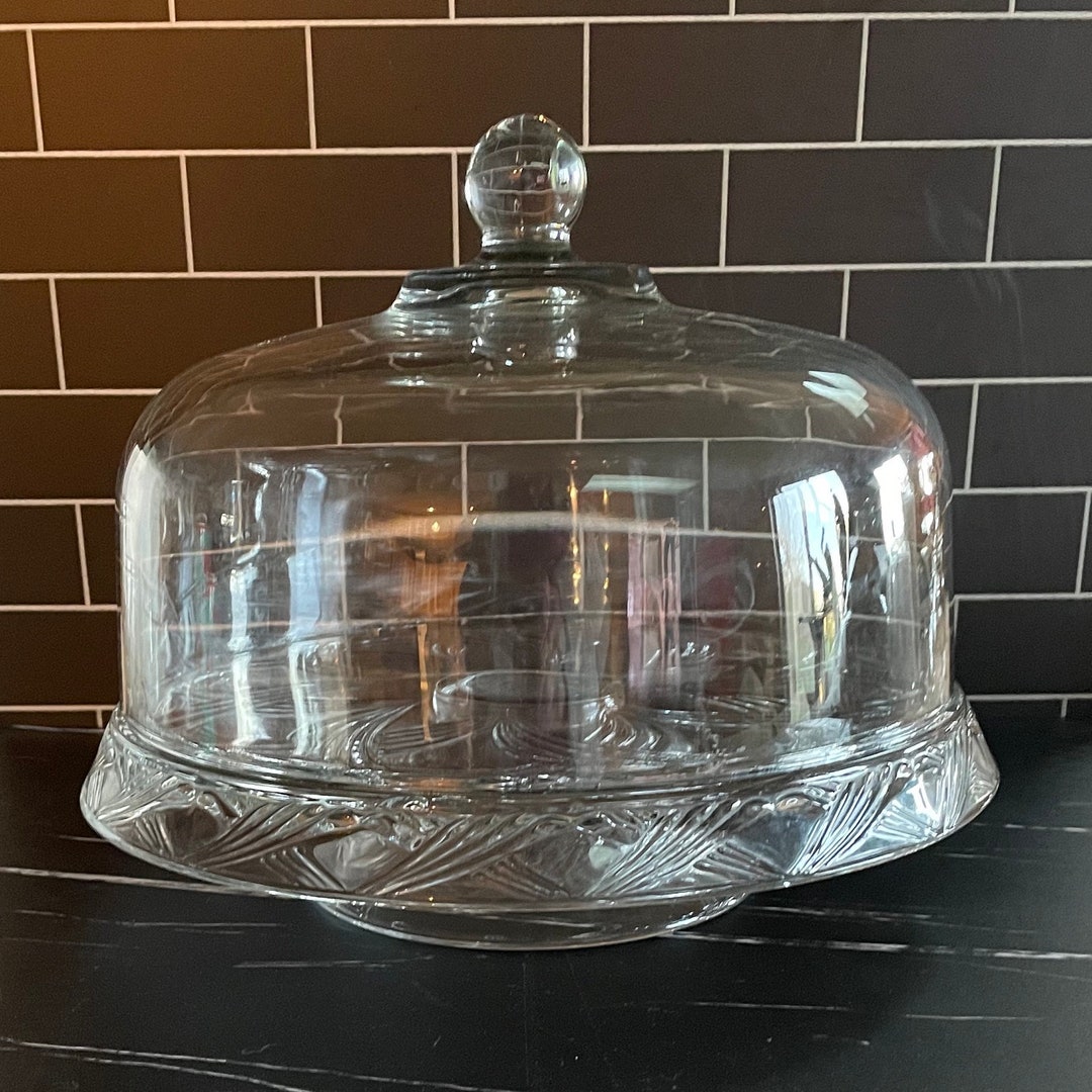 Vintage “bristol Park” Anchor Hocking Pedestal Cake Plate - 12” Covered Cake Stand - Covered ...