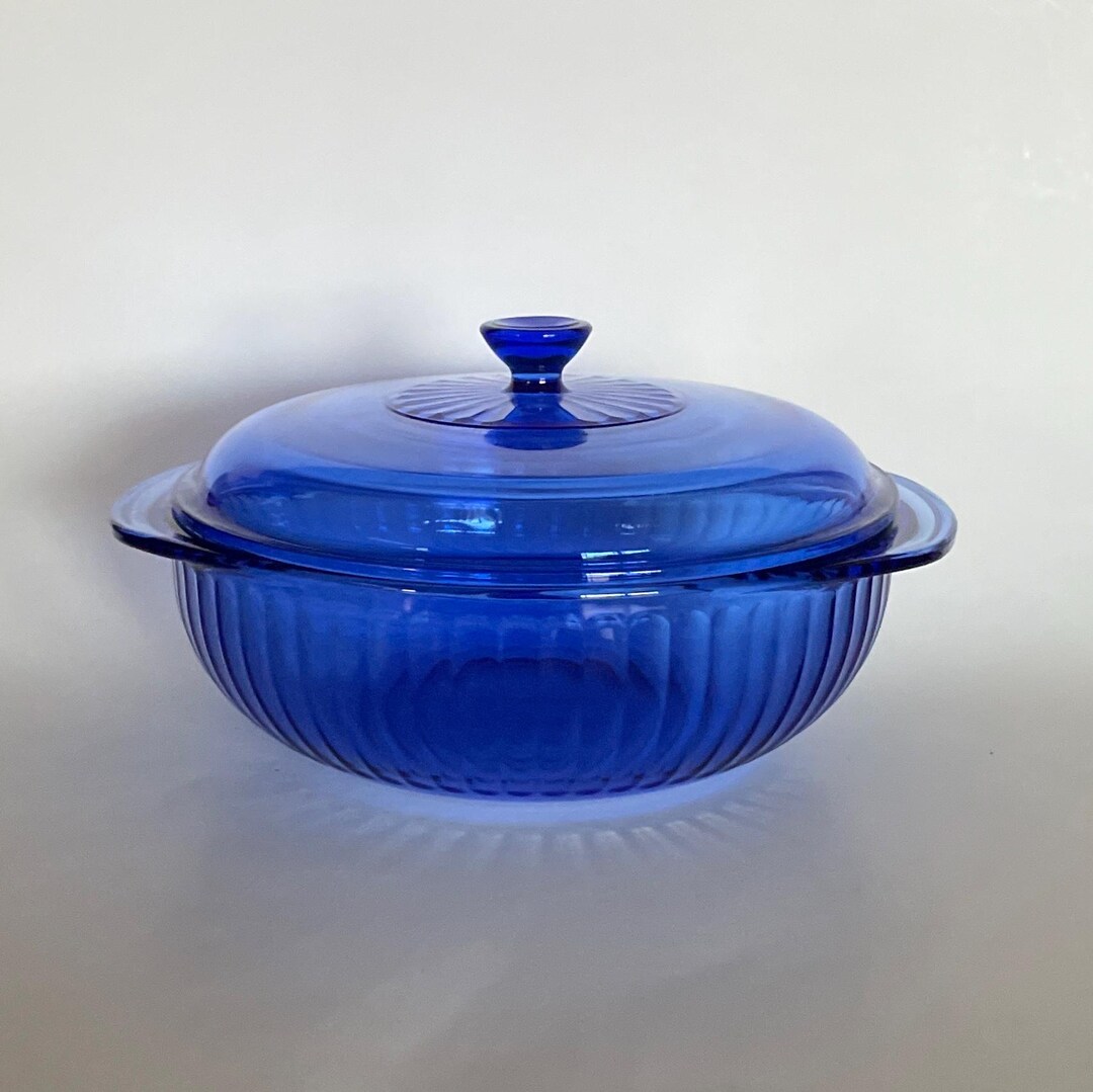 2 Qt / 2 Liter Cobalt Blue Scalloped Pyrex Casserole Dish #024-S ...
