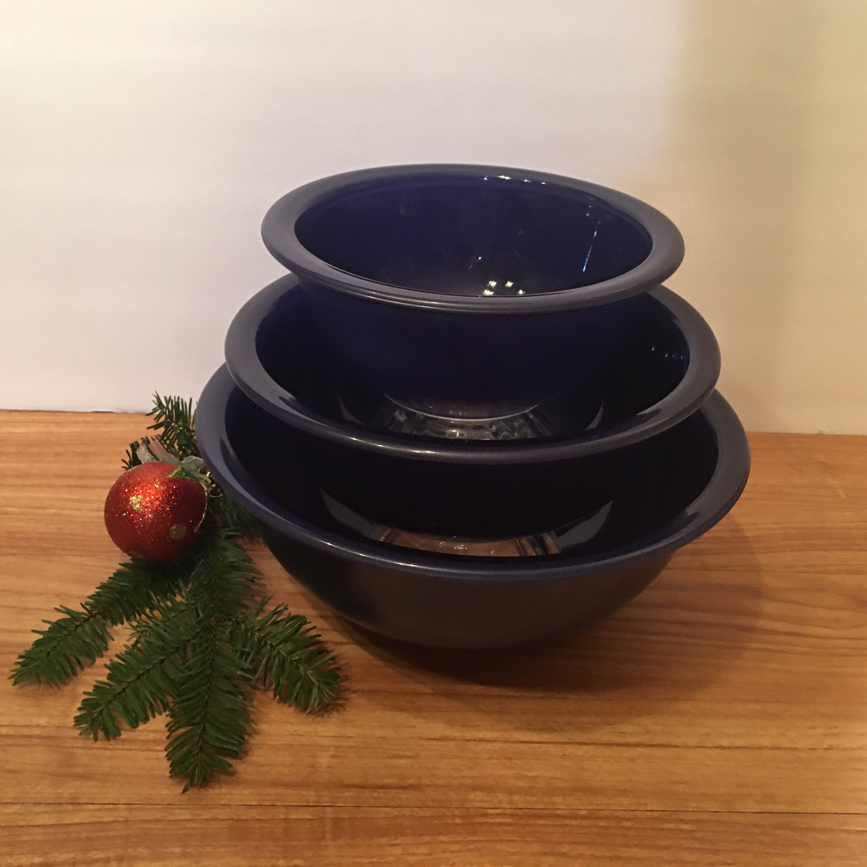 Set of 3 Blue Pyrex Nesting Bowls With Clear Bottoms Vintage | Etsy