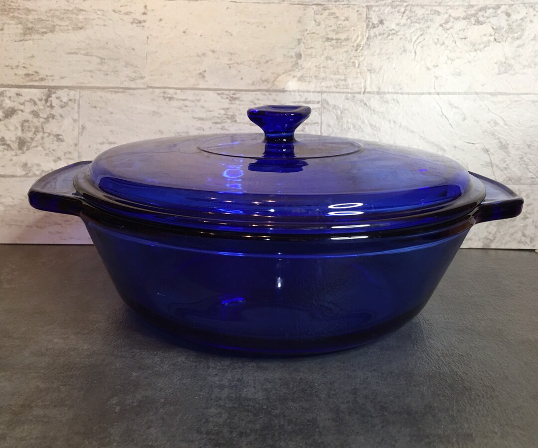 2 Qt / 2 Liter Anchor Hocking Cobalt Blue 9” Casserole Dish - Vintage ...