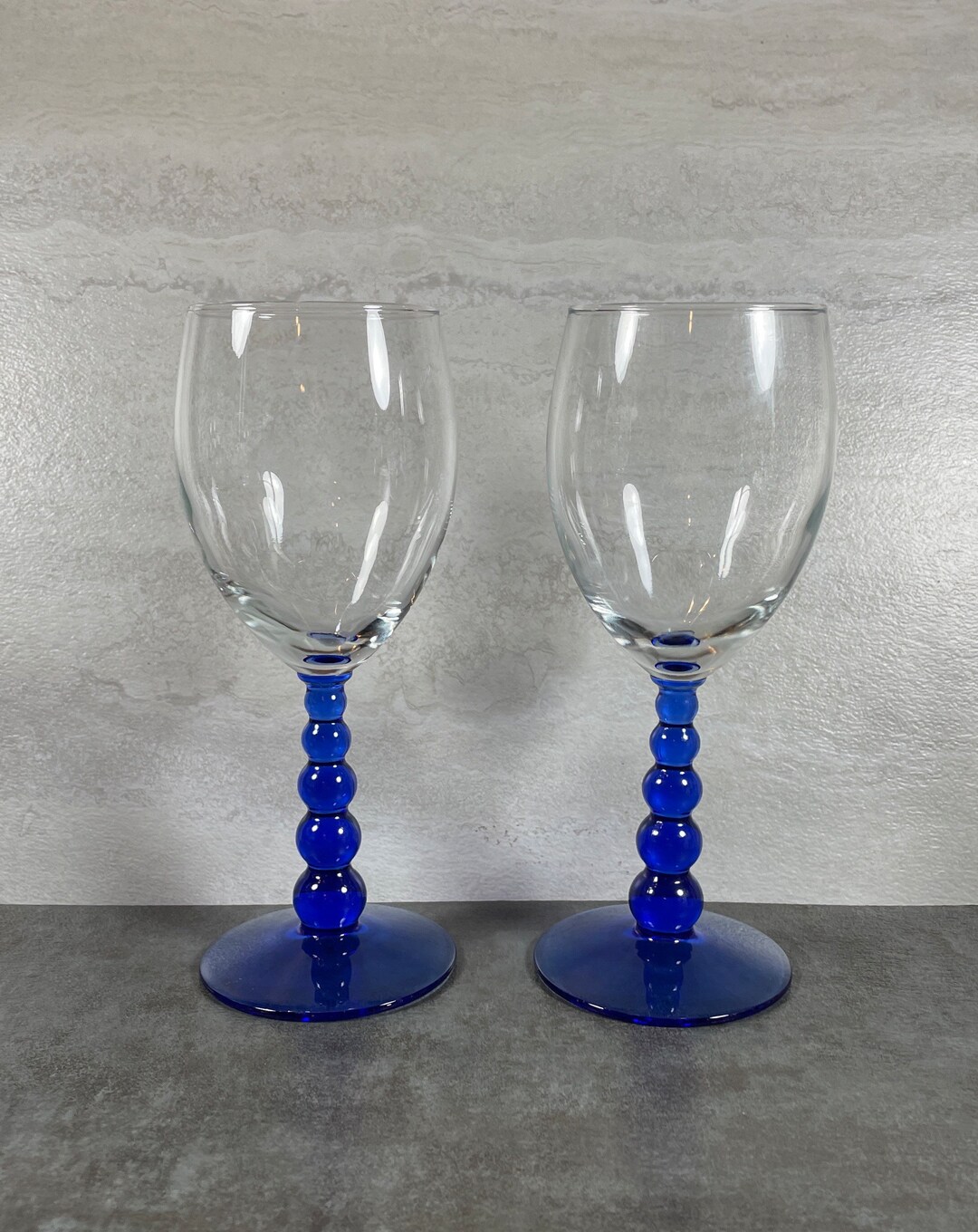 Set of 2 Vintage Metropolis Blue Mediterranean Libbey Wine Glasses ...