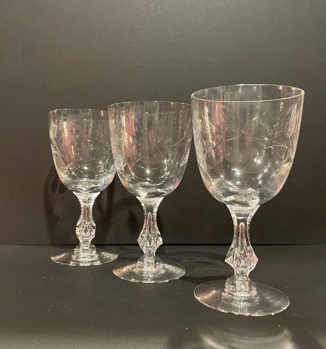 3 Marcella Glasses by Fransiscan Tiffin Water Goblets - Mid-century ...