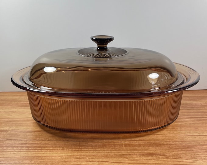 Pyrex 4 Quart Amber Visions Large Roasting Pan - Vintage Pyrex Glass ...