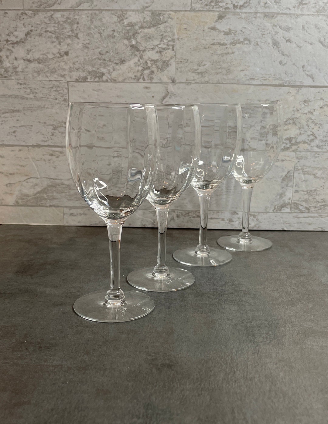 Set of 4 Petite Optic Ribbed Crystal Wine Glasses - Vintage Barware ...