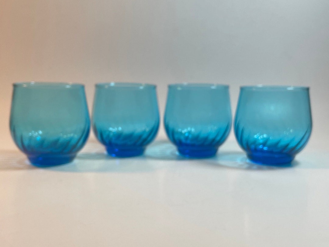 MCM Set of 4 Turquoise Blue Juice Glasses by Libbey - Vintage Drinking ...