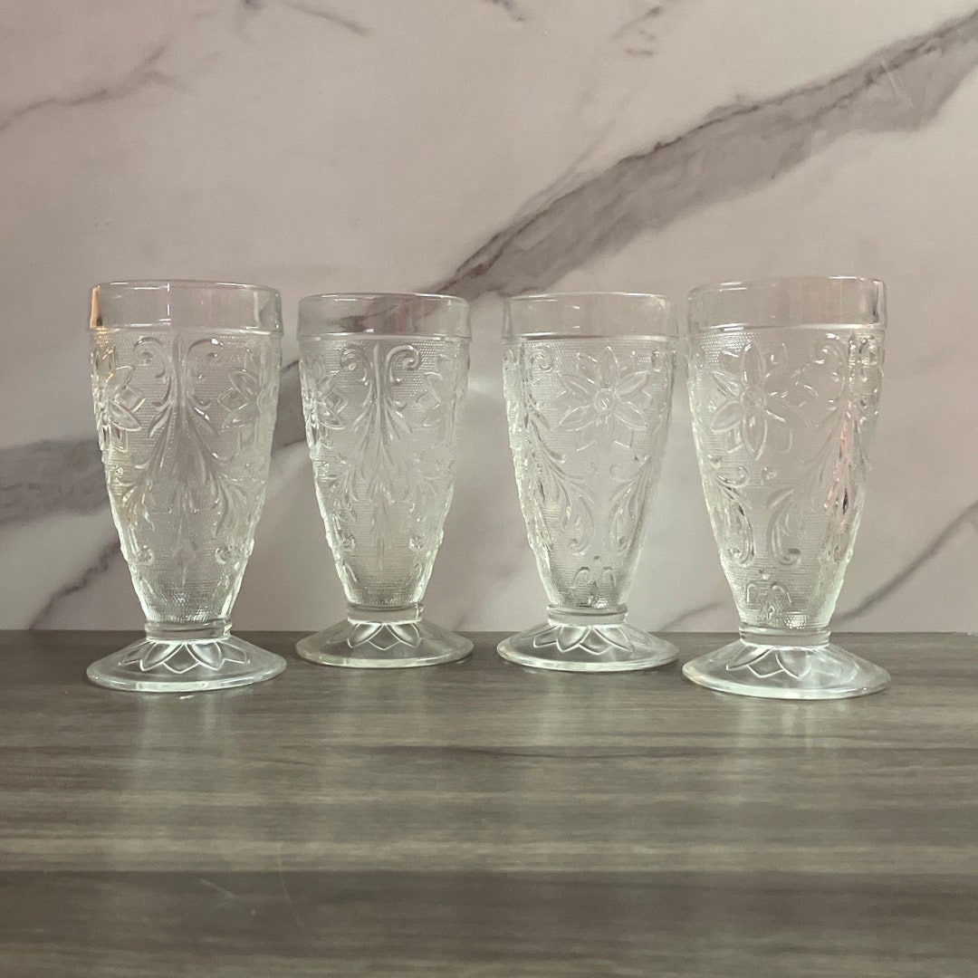 4 Tiara Chantilly Sandwich Glass Iced Tea Glasses - Vintage Indiana ...