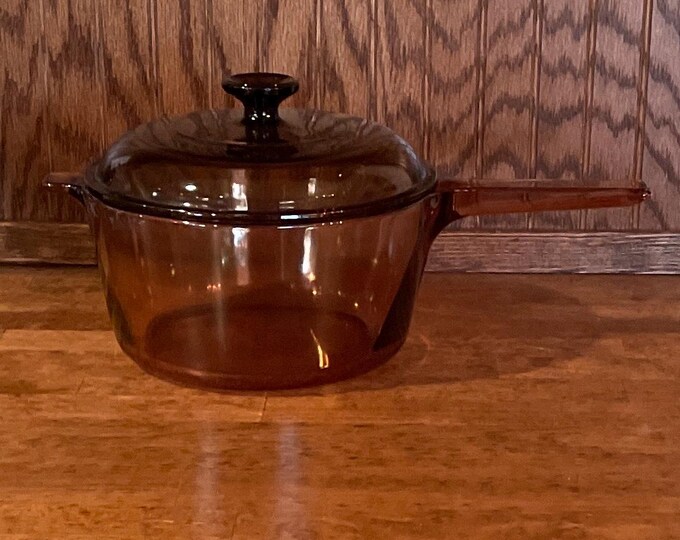 Pyrex 2.5 L Amber Visions Large Stock Pot - Vintage Pyrex Glass ...