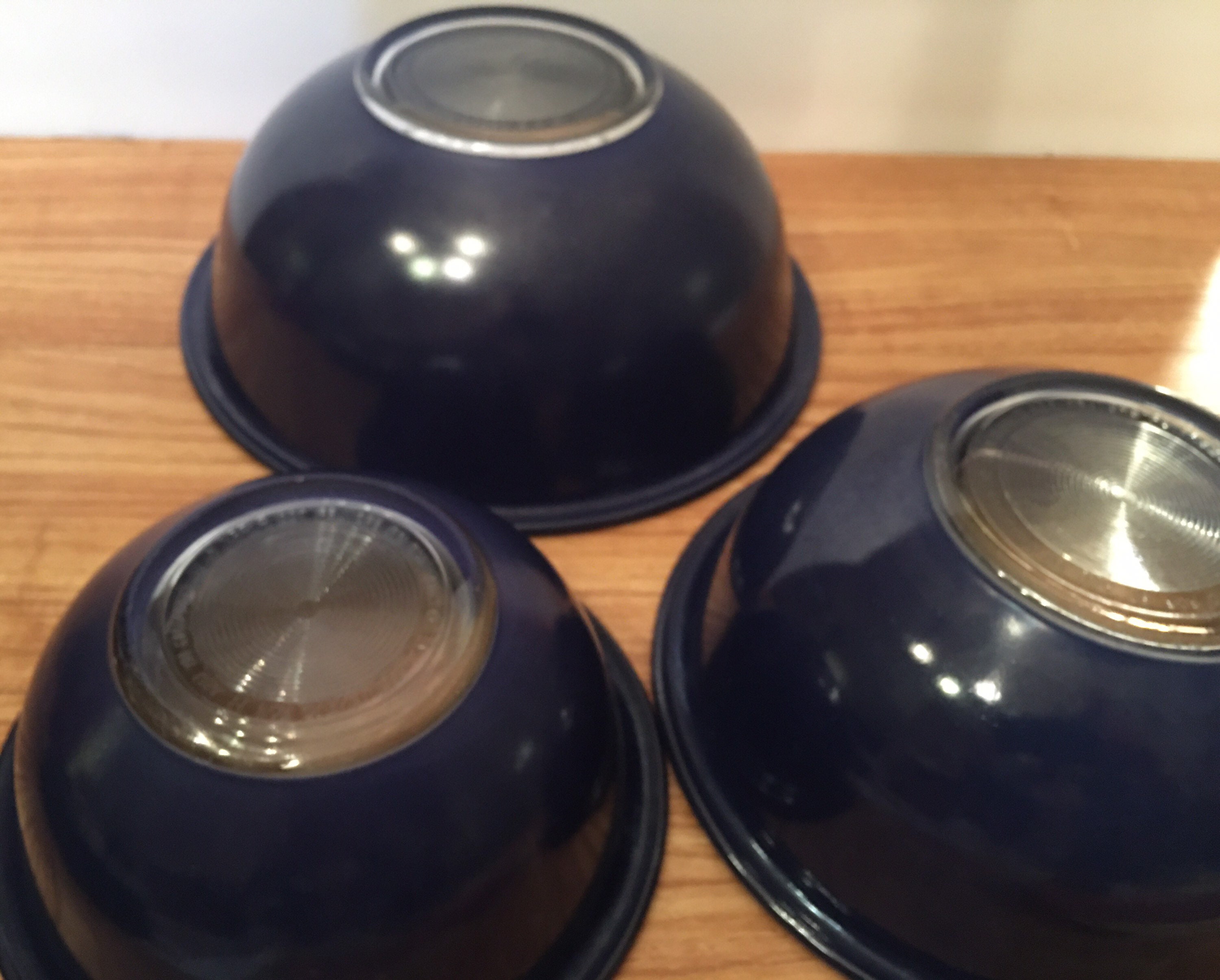 Set of 3 Blue Pyrex Nesting Bowls With Clear Bottoms Vintage | Etsy