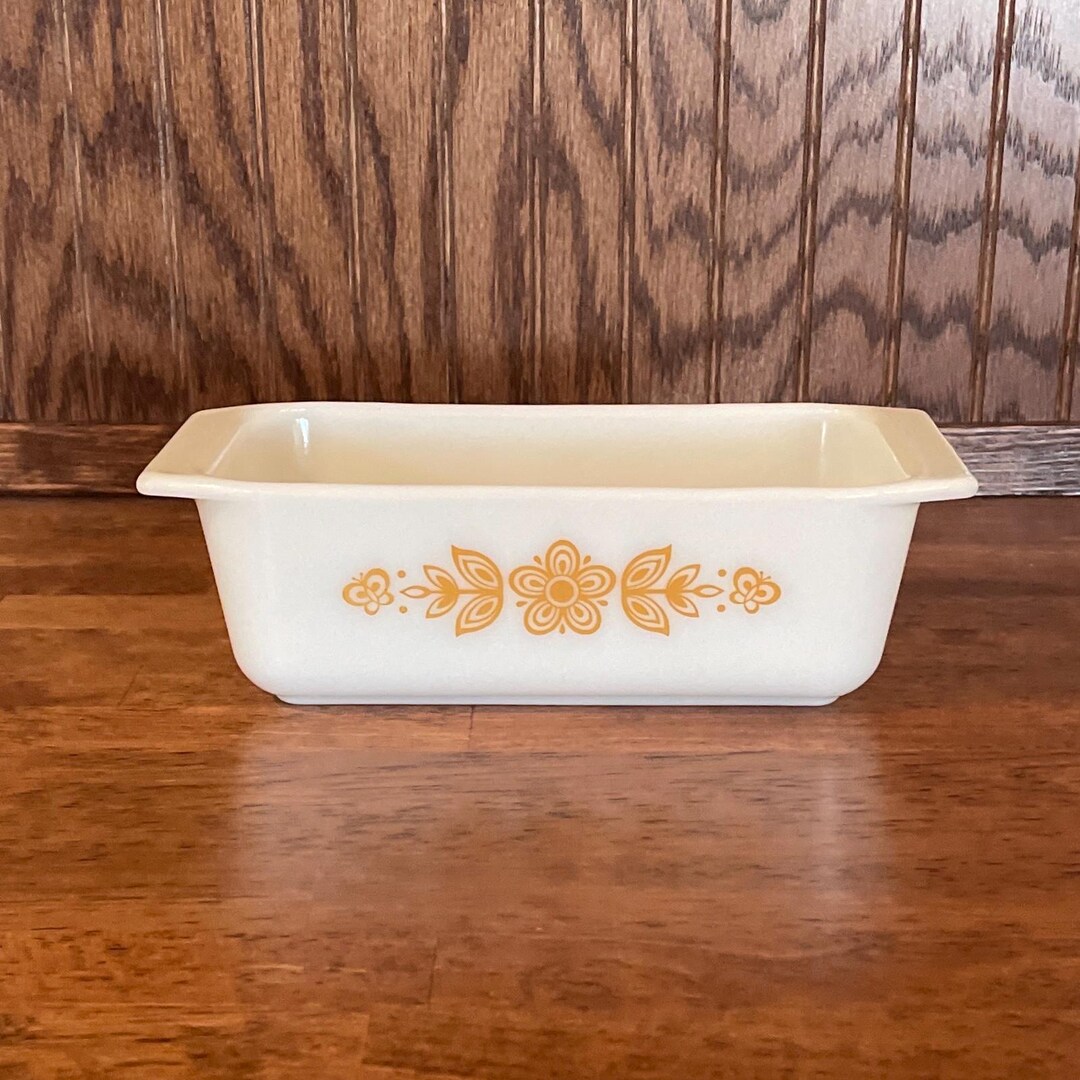 Vintage Butterfly Gold Pyrex - Opaque Glass Loaf Pan #913 - Collectible ...