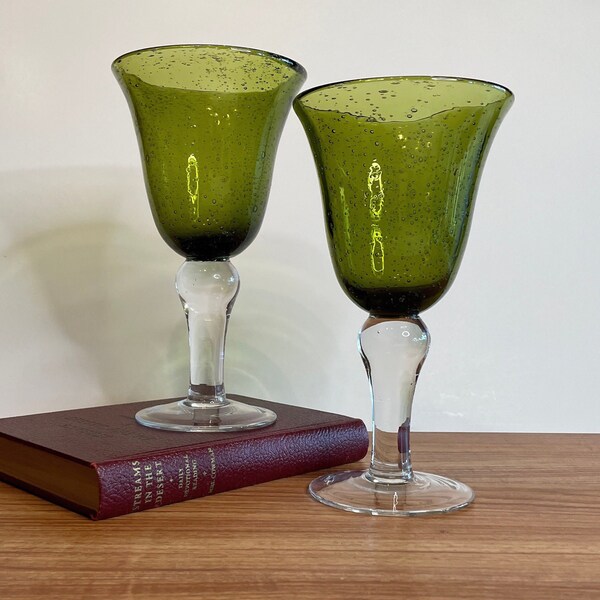 Green Water Goblets - Etsy