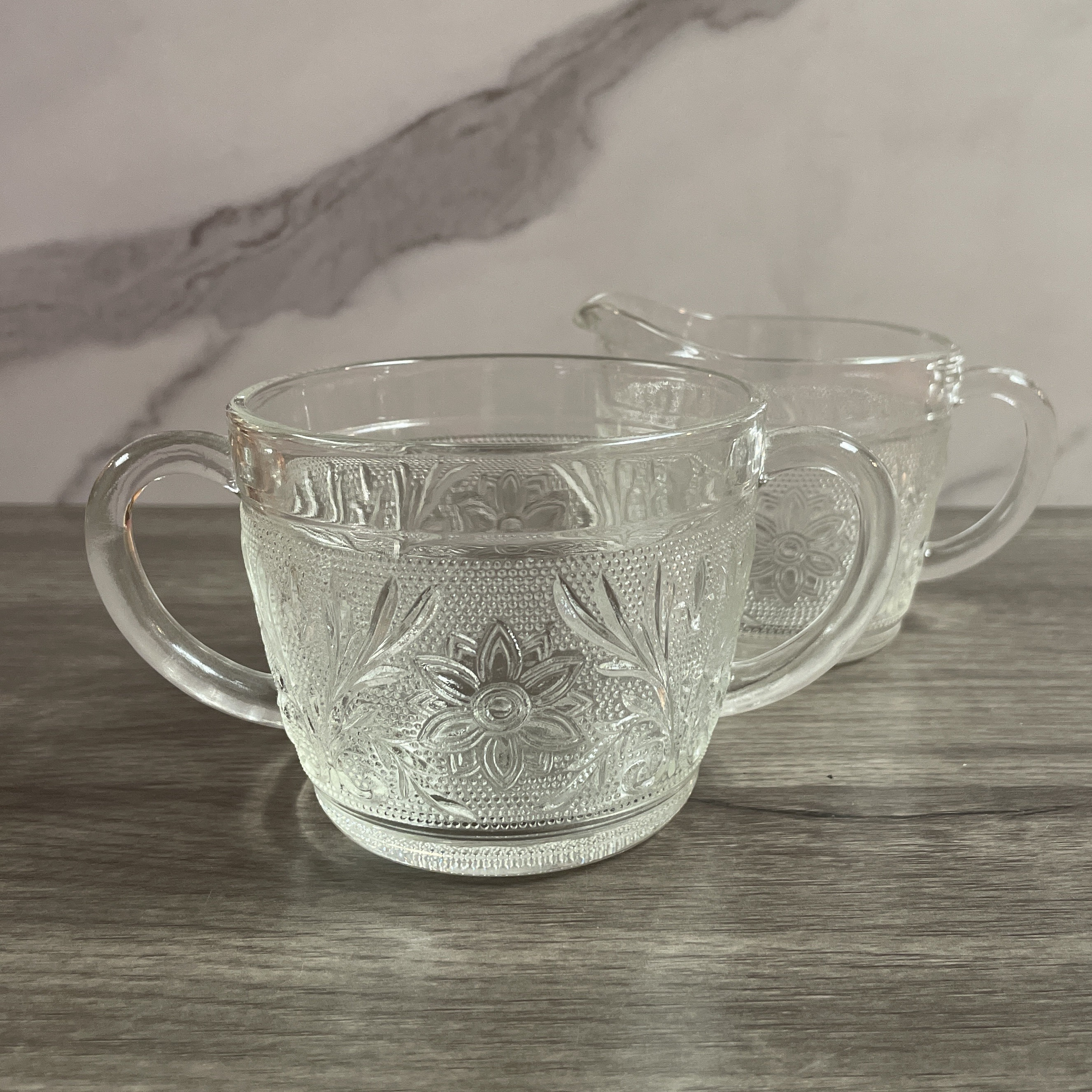 2 Piece Tiara Chantilly Sandwich Glass Cream and Sugar Set - Vintage ...