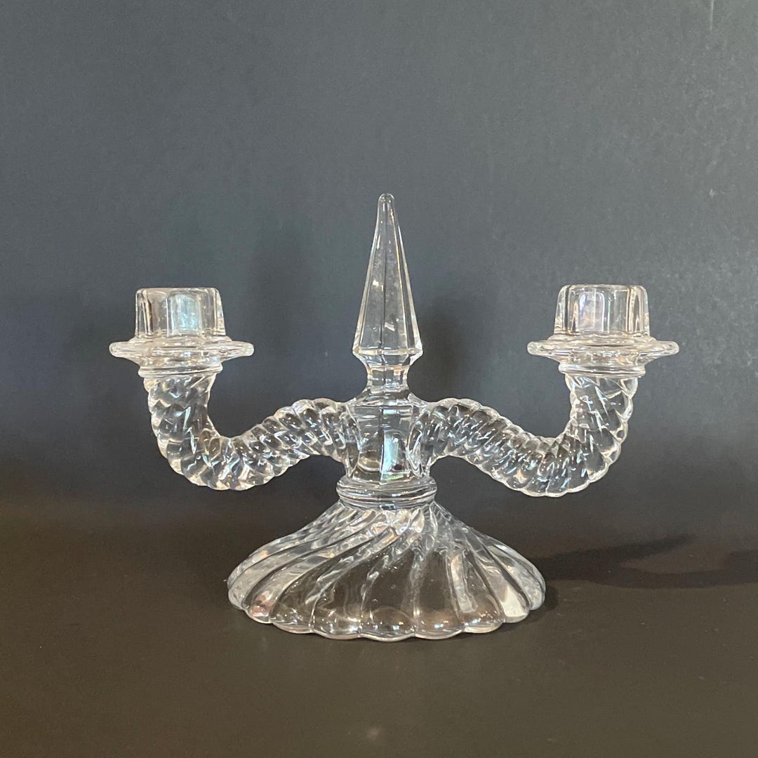 Vintage Fostoria Colony Swirl Double Light Candlestick - MCM Home Decor ...