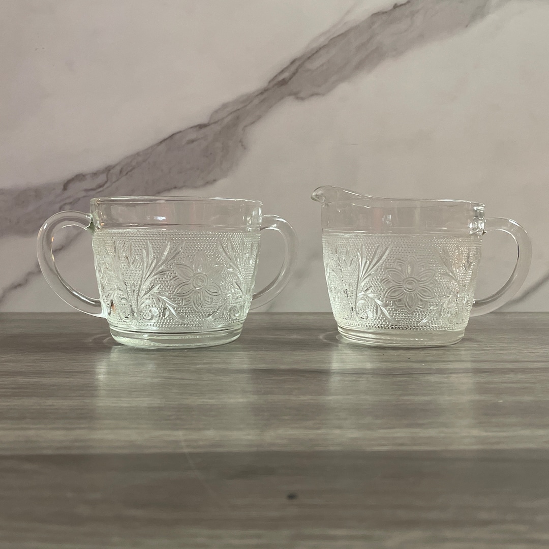 2 Piece Tiara Chantilly Sandwich Glass Cream and Sugar Set - Vintage ...