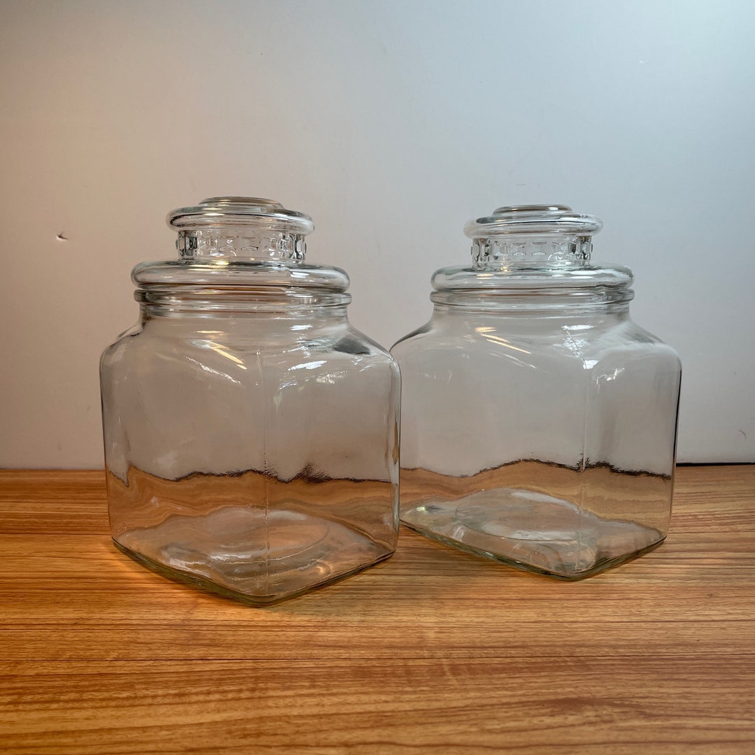 Set of 2 Glass General Store Candy Jars Apothecary Jars Kitchen Storage ...