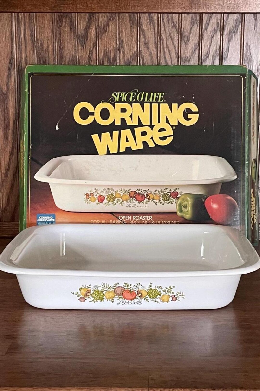 NIB 3 Qt Spice of Life Corning Ware Open Roaster - Glass Casserole ...