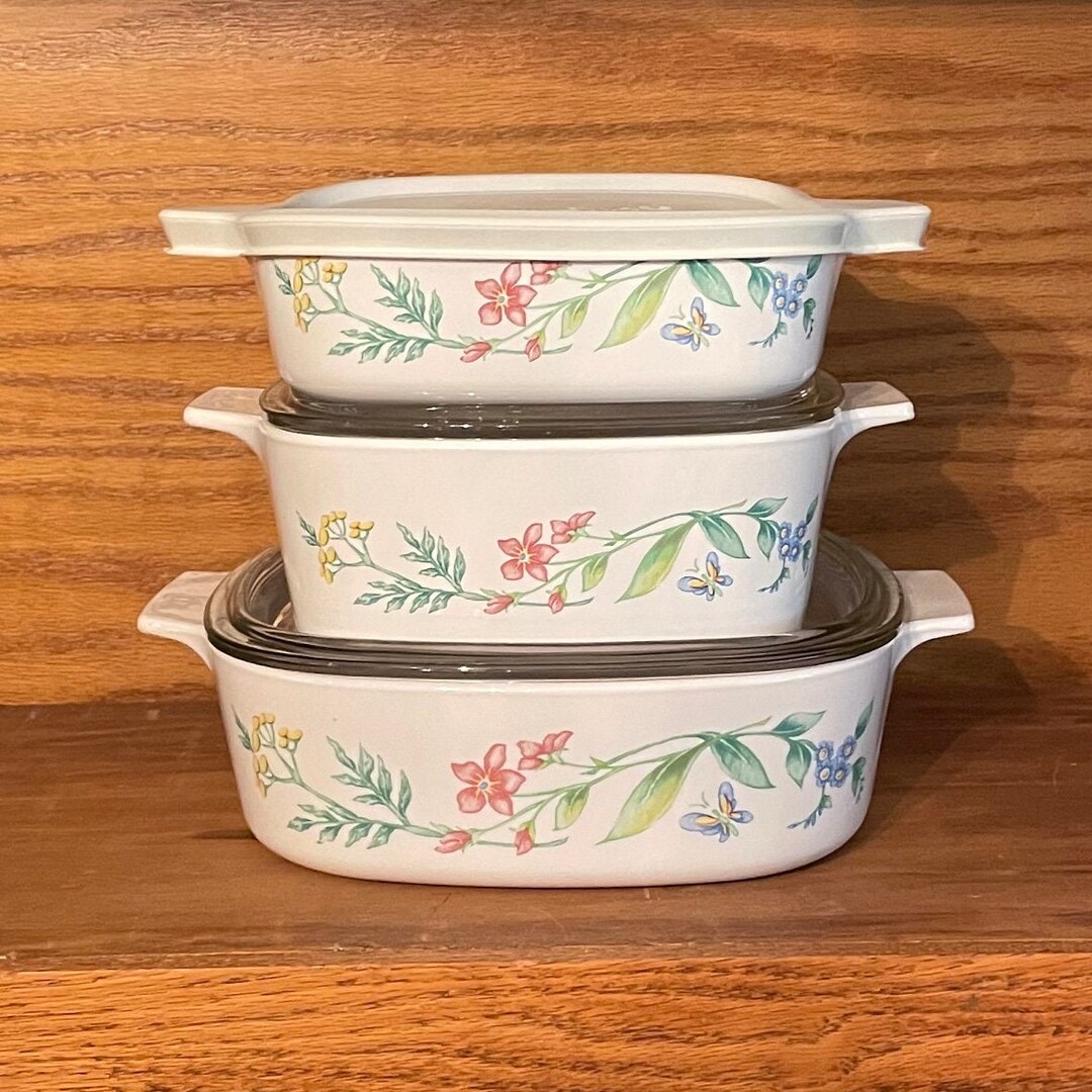 6 Piece Gift Set Corning Ware Spring Garden Casserole Dishes - Glass ...