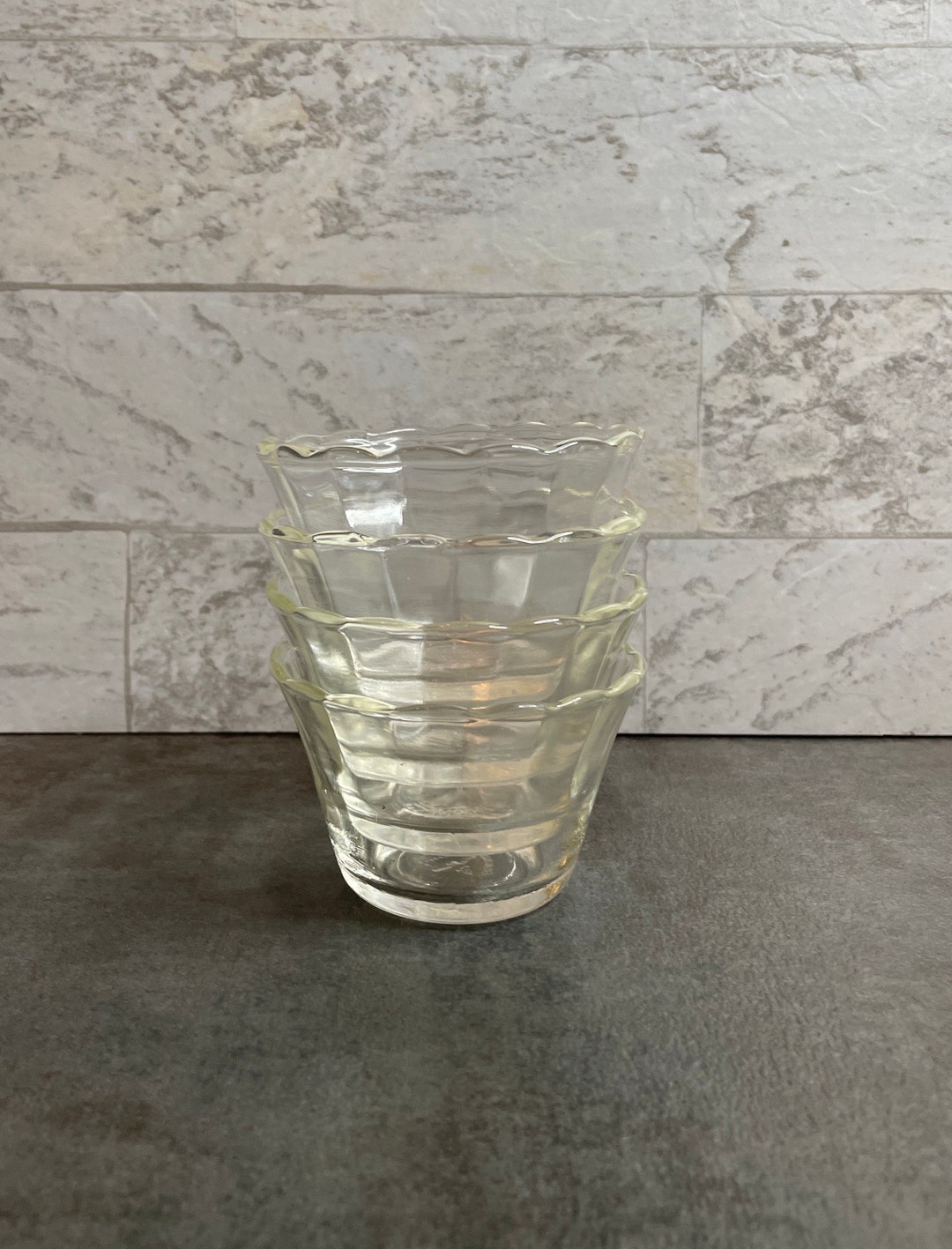 Set of 4 Vintage Fire King Clear Glass Ramekins Small Prep Bowl 1940s ...