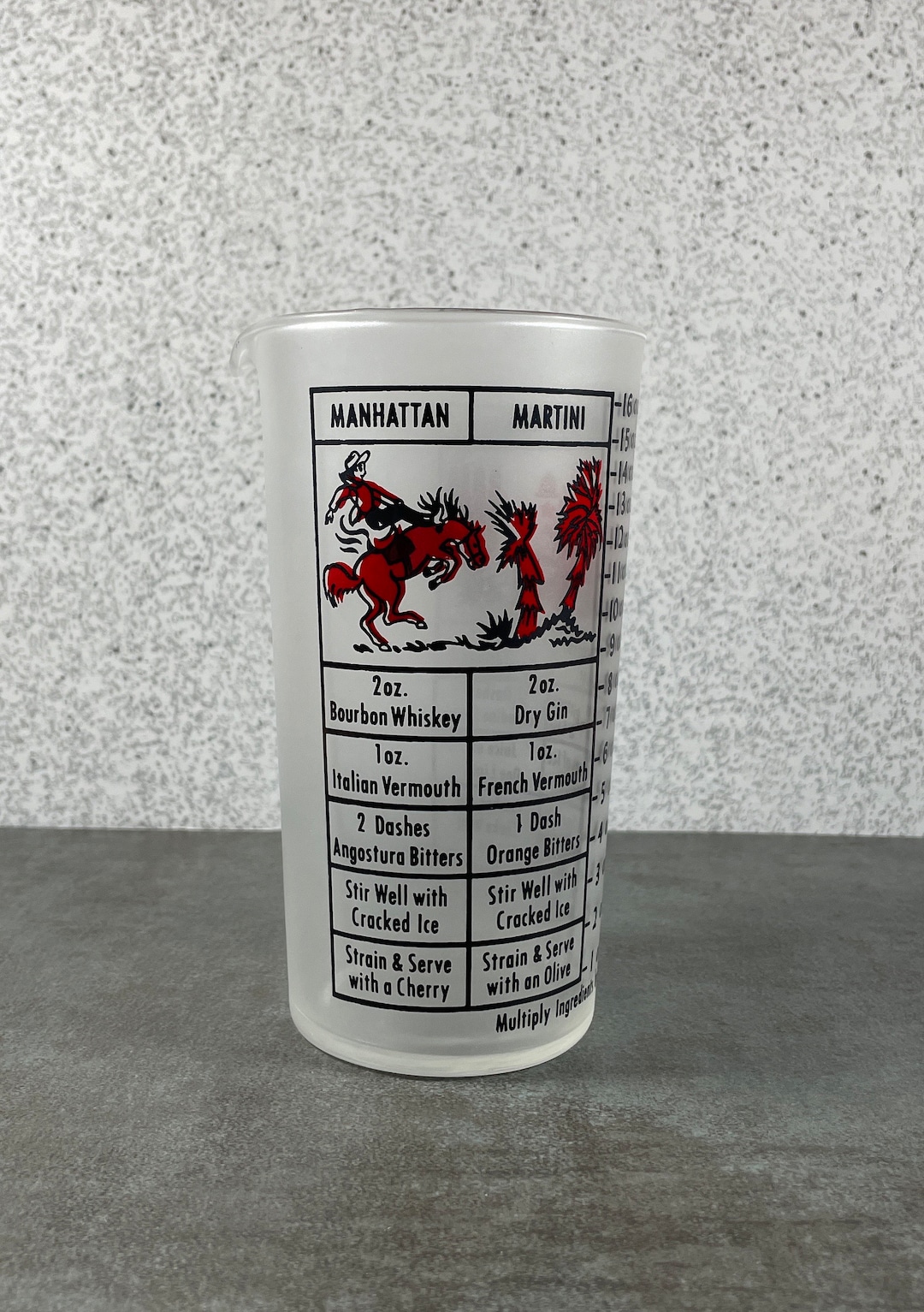 Federal Glass Vintage Bar Measuring Glass With Cocktail Recipes Vintage ...