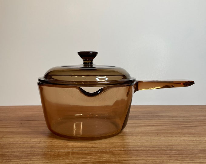 Pyrex 1 Liter Amber Visions Sauce Pot With Lid Vintage Pyrex Glass ...