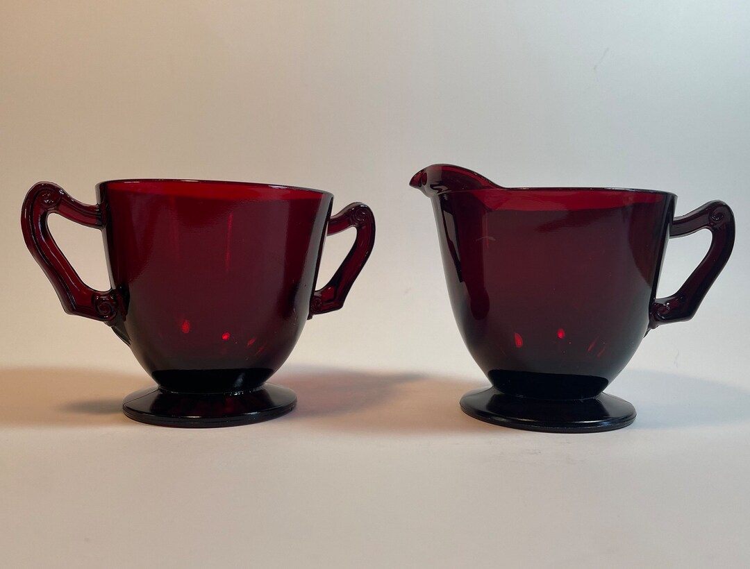 Royal Ruby Anchor Hocking Sugar and Creamer Set - Vintage Red Dishes ...