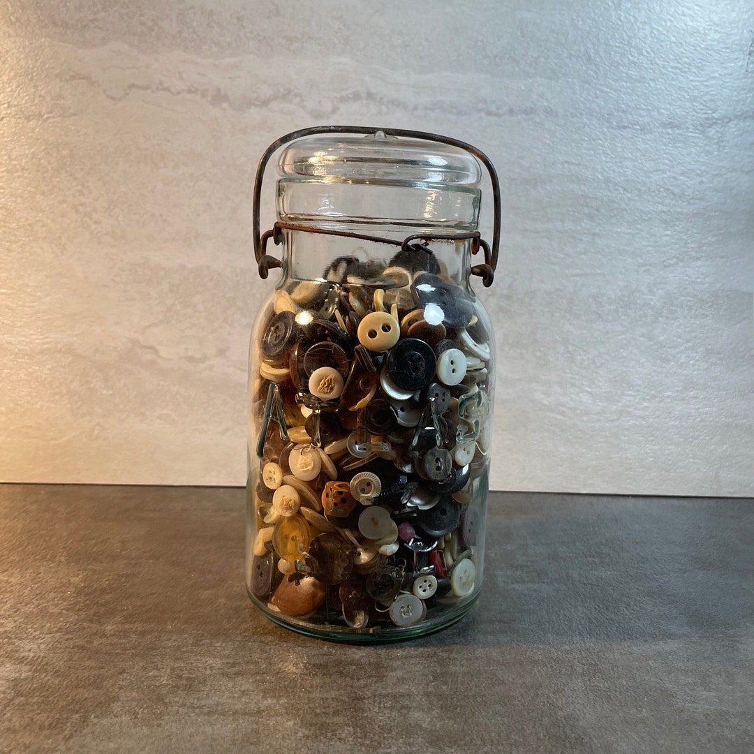 Vintage Buttons in an Antique Atlas EZ Seal Mason Jar With Glass Lid ...