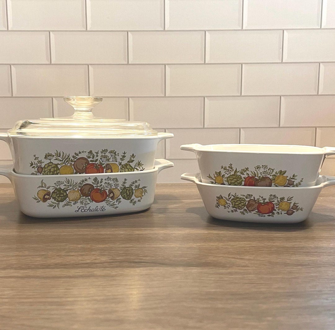 5 Piece Gift Set Corning Ware Spice of Life Casserole Dishes - Glass ...