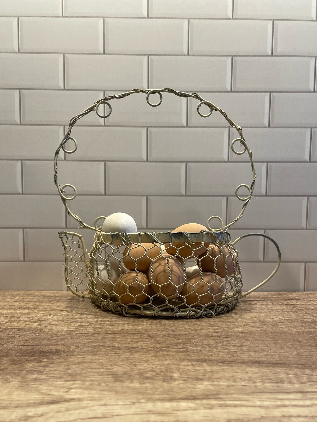 Vintage Wire Egg Holder - Chicken Decor - Country Farmhouse - Easter ...