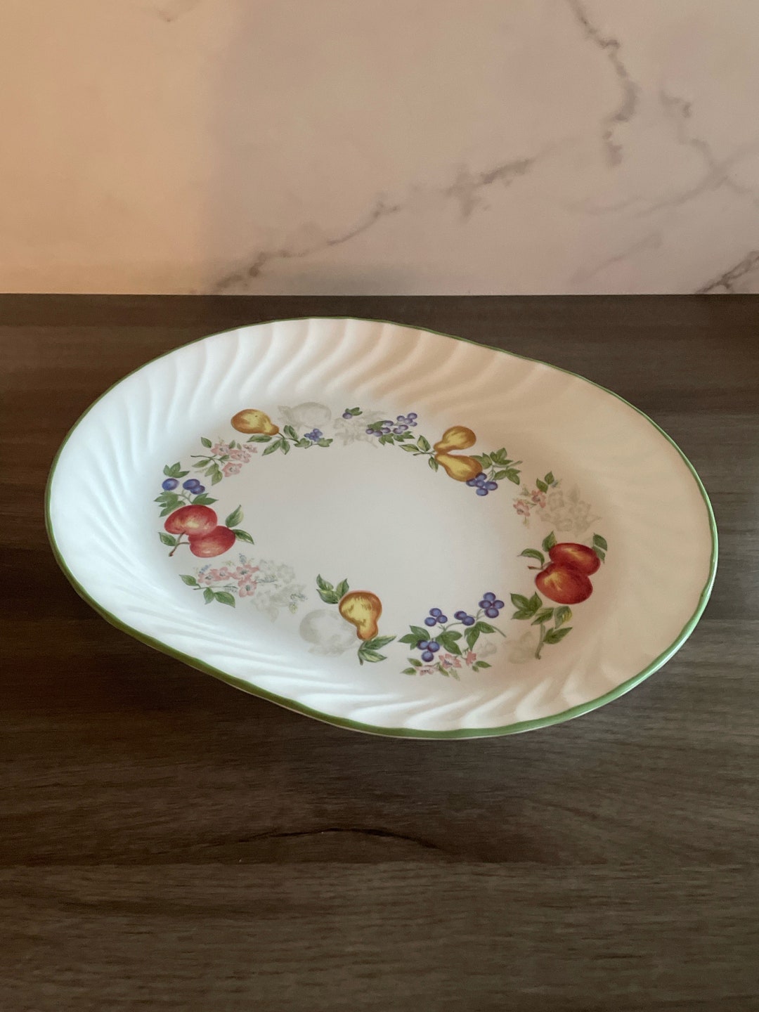 Vintage Corelle Chutney Platter - Corelle Dishes - Fruit Pattern Serving Platter - Corning Ware ...