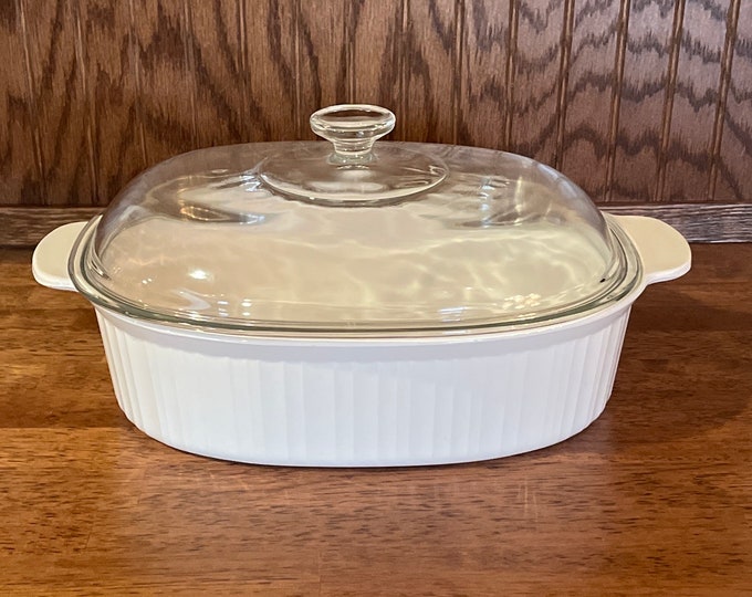 4 Liter French White Corning Ware Baking Dish With Lid - Vintage 1980 ...