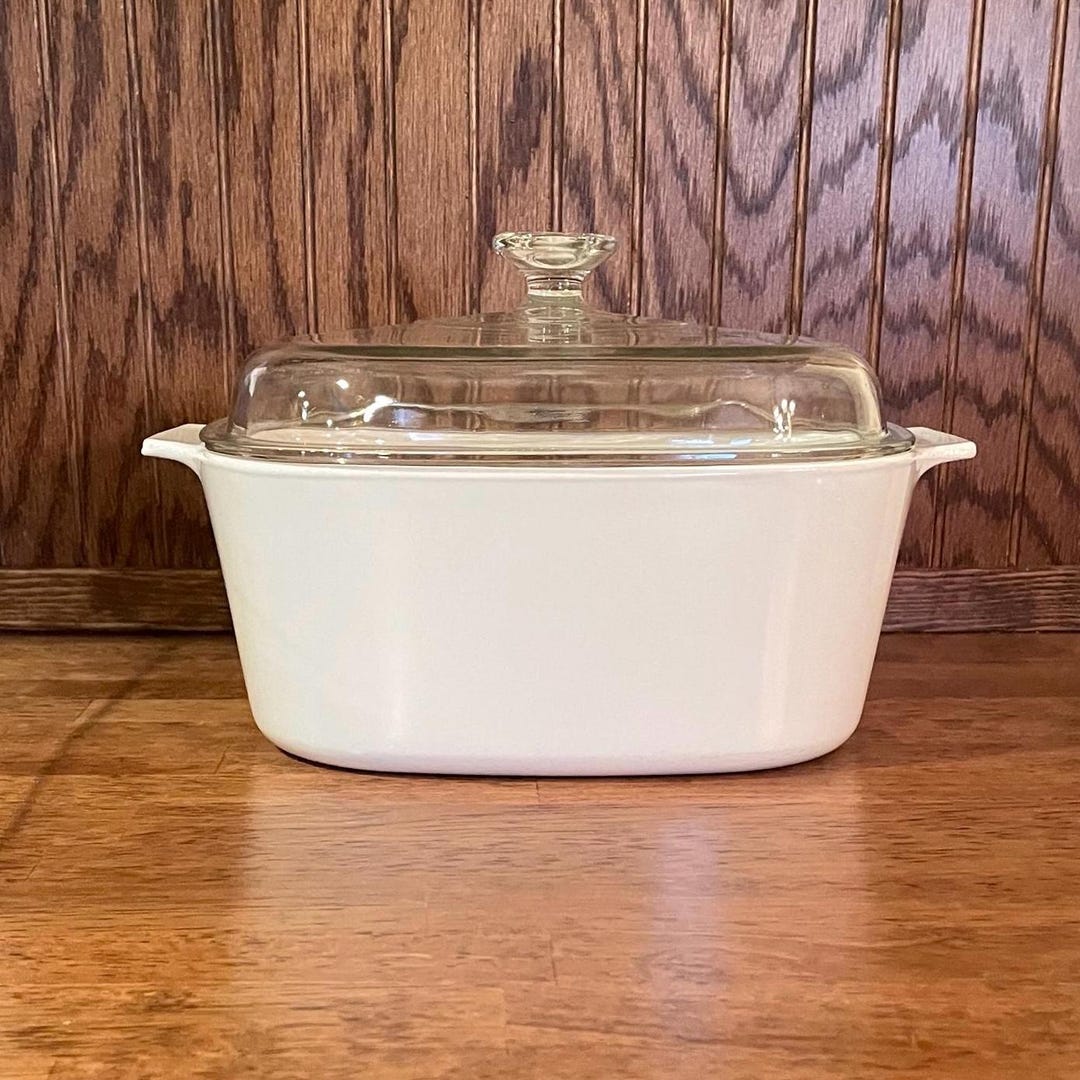 5 Quart / Liter Corning Ware Just White Roaster - Vintage Dutch Oven ...