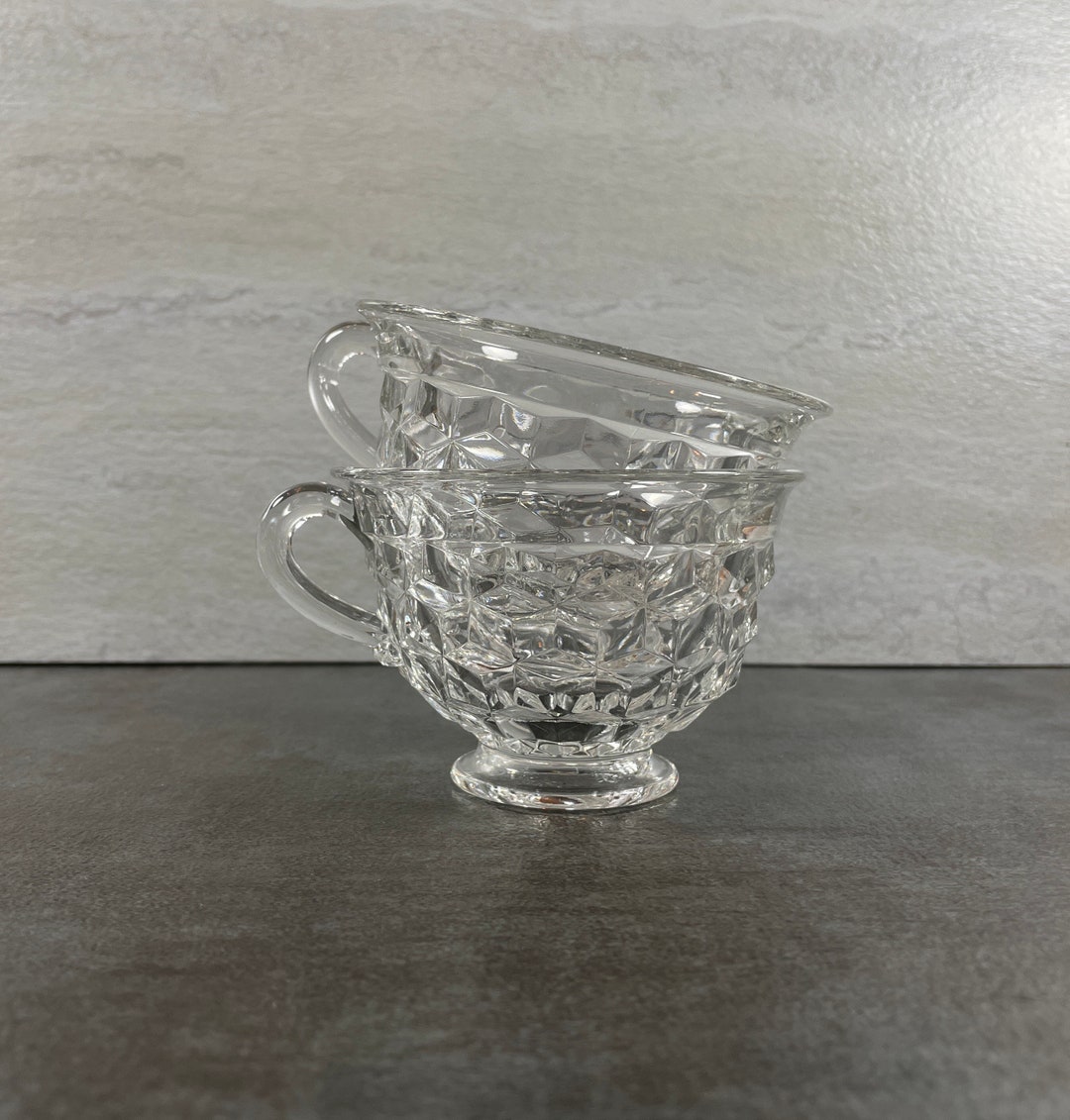 Set of 2 Vintage Fostoria American Crystal Footed Tea Cups - Depression ...