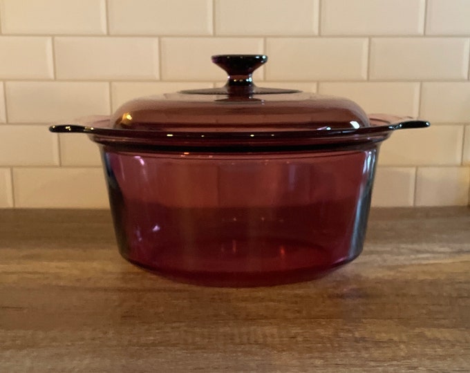 3.5 Liter Cranberry Visions Pyrex Dutch Oven - Vintage Glass Cookware ...