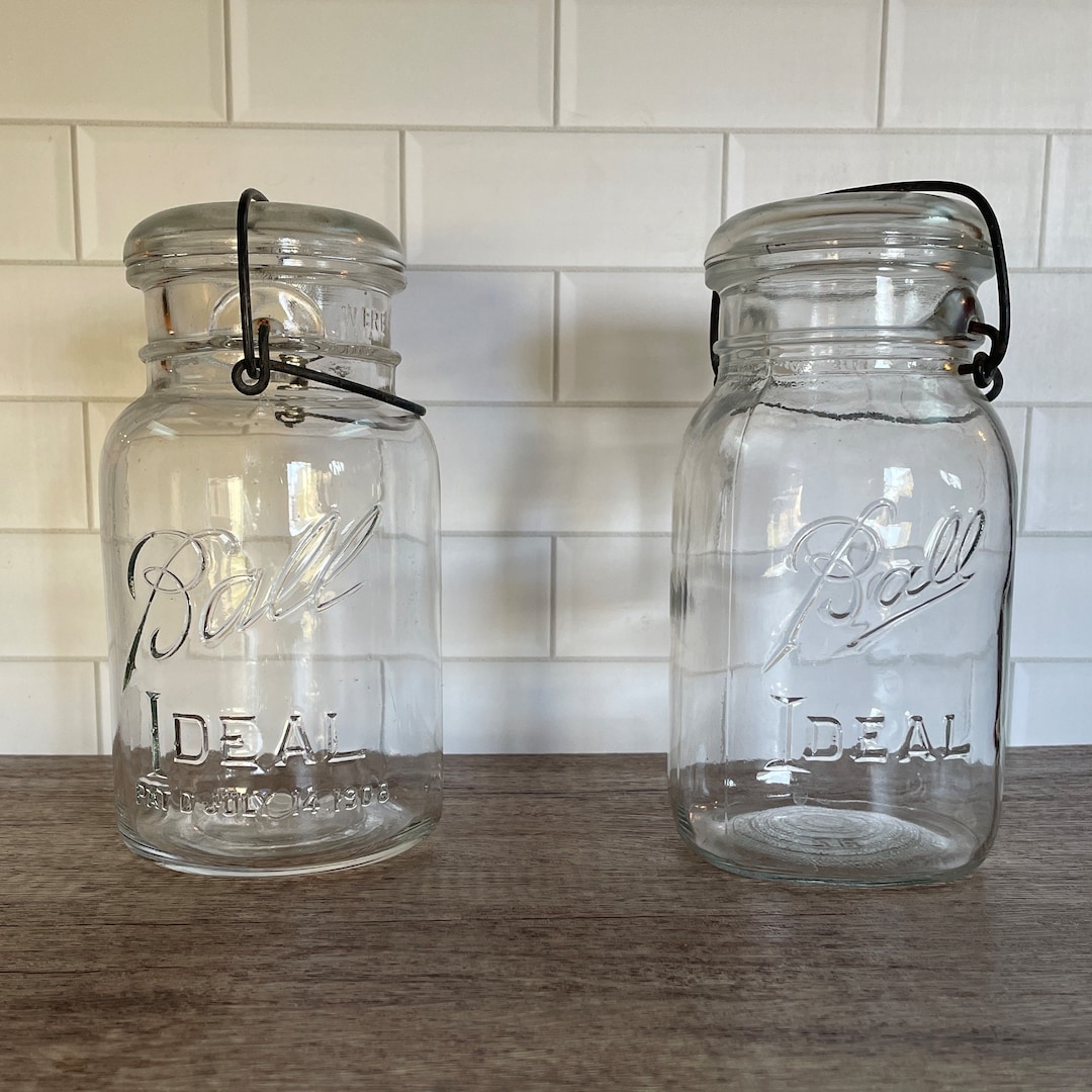 Antique Ball Eclipse Regular Mouth Jar With Wire Bale - Farmhouse Decor - Vintage Canning Jars ...