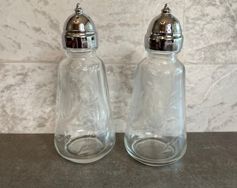 Vintage Salt and Pepper Shakers - Princess House - Etched Floral ...