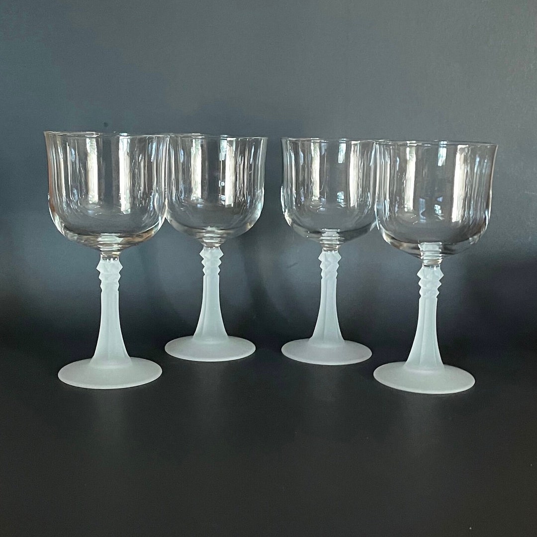Set of 4 Cristal D’arques JG Durand "frosted" Wine Glasses - Vintage ...