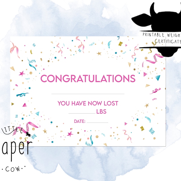 Weight Loss Certificate Printable - Etsy