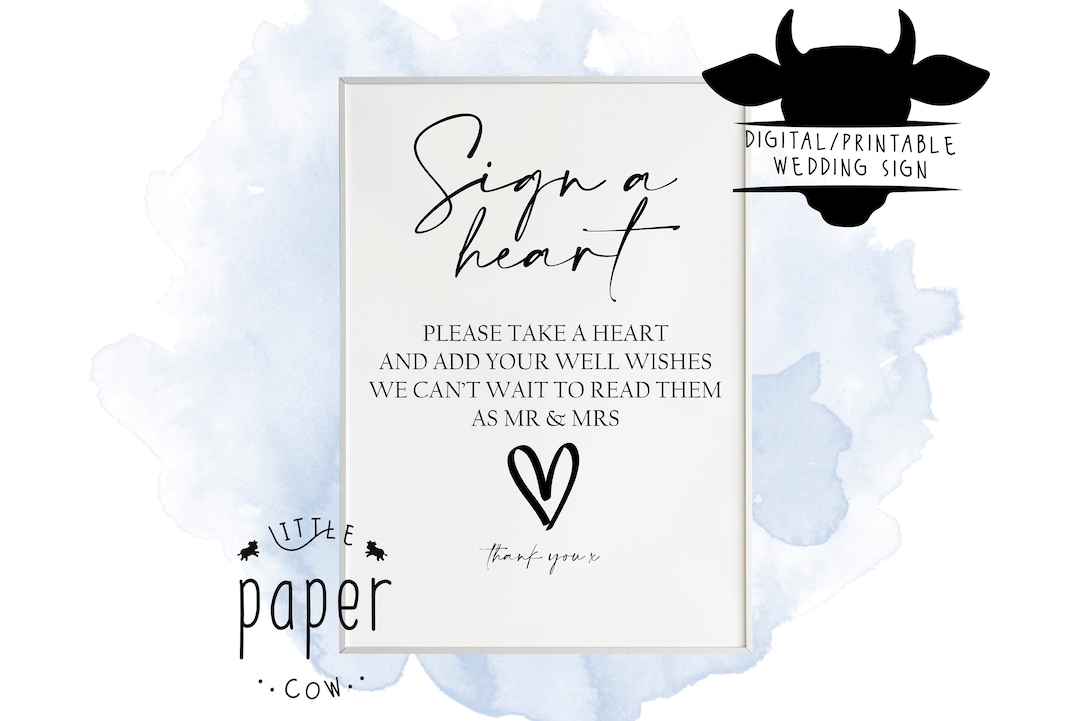 Printable Sign A Heart Wedding Sign // Wedding Signage // Guest Book ...