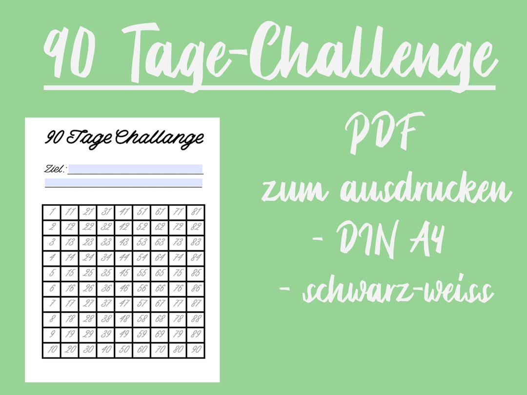 90 Day Challenge Checklist to Track Progress | Habit Tracker | Print ...