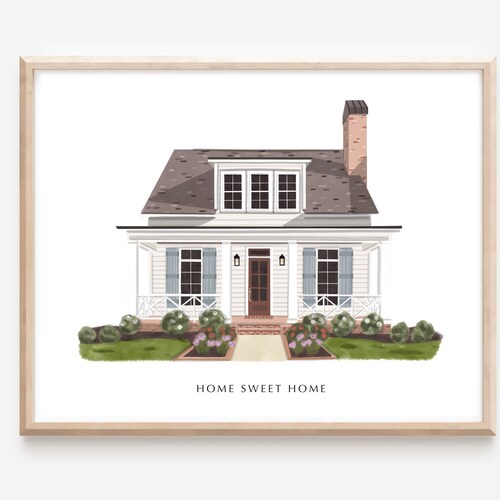 Drawing From Photo Custom House Portrait Home Illustration - Etsy