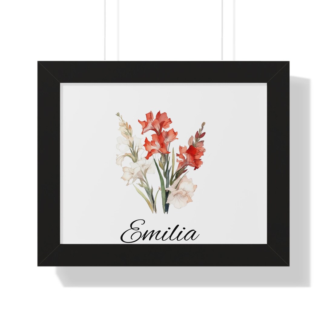 Framed Horizontal Poster-august Birth Flower-personalized Monthly Frame ...