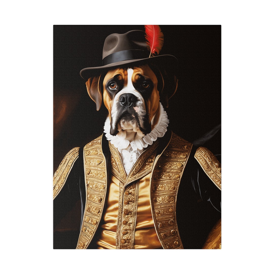 Regal Boxer Portrait Altered Vintage Boxer Dog Wall Art Elegant Boxer ...