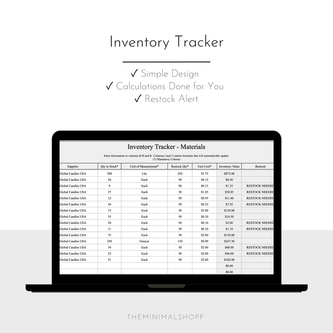 Simple Inventory Tracker | Materials and Products Inventory Tracker ...