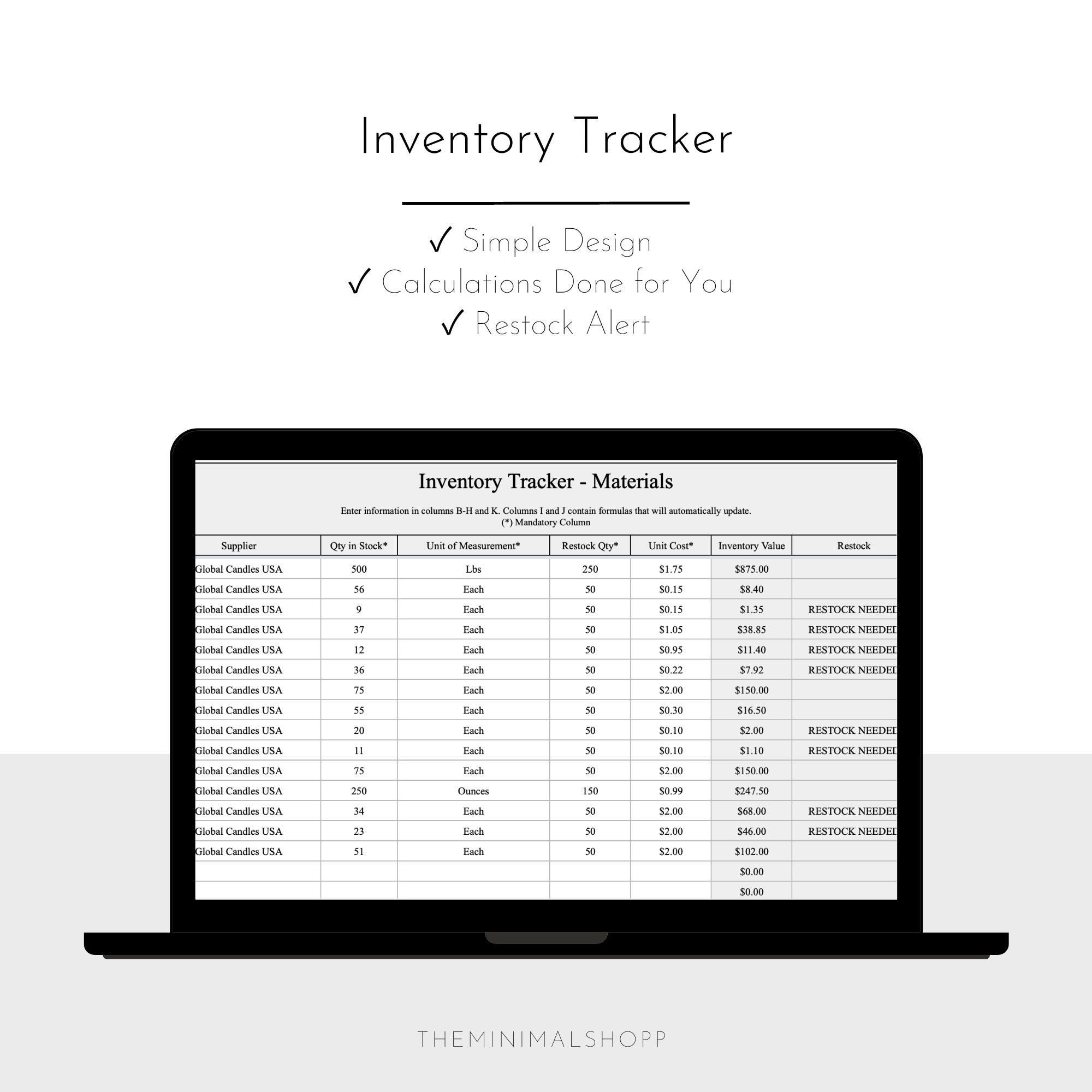 Simple Inventory Tracker | Materials and Products Inventory Tracker ...
