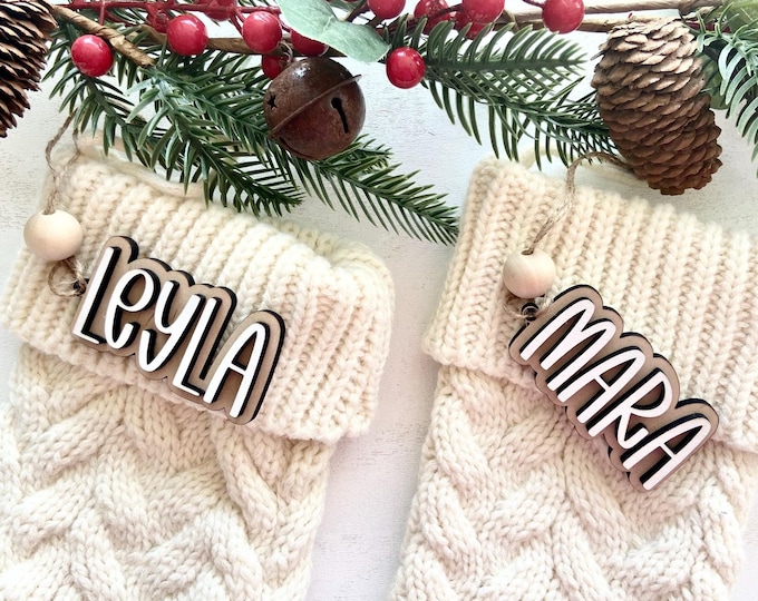 Personalized Stocking Tags | Wooden Name Tags | Christmas Labels ...