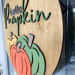 Hello Pumpkin Door Hanger, Fall Decor, Fall Porch Decor, Fall Door Sign ...
