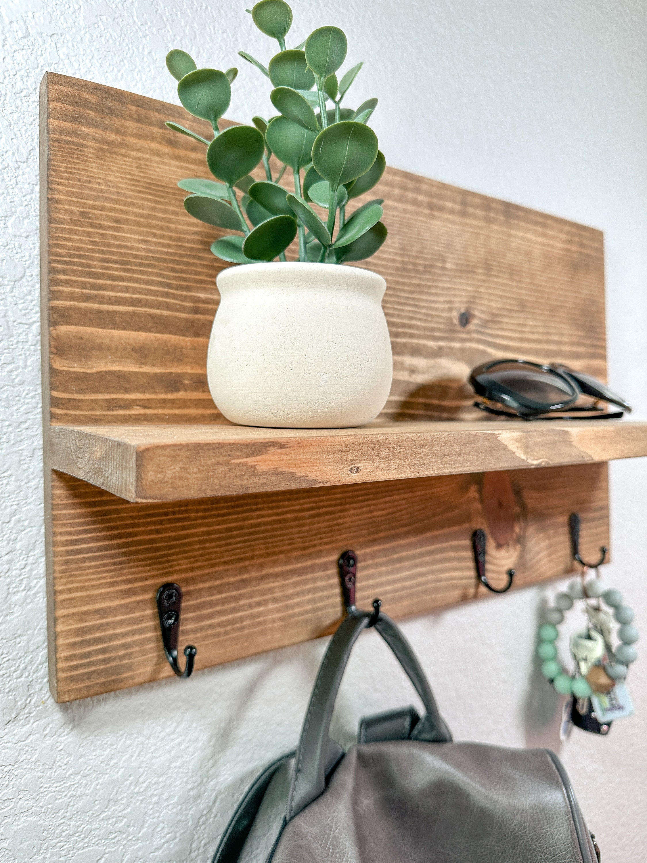 Entryway Hook Organizer Key Holder Wall Shelf Entryway - Etsy