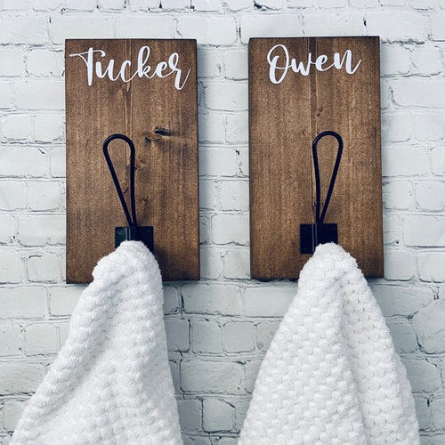 Personalized Towel Hook Bathroom Wall Decor Bathroom Name - Etsy
